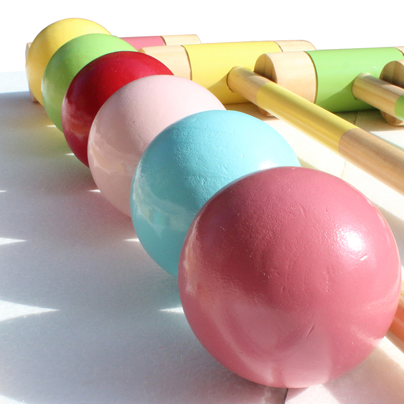 Six Player Croquet Set 28'' with Wooden Mallets Colored Ball Carry Bag ...